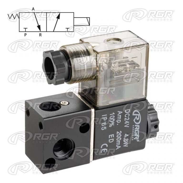 VÁLVULA SOLENÓIDE 3/2 VIAS 1/8 BSP 24V - RGR Pneumáticos
